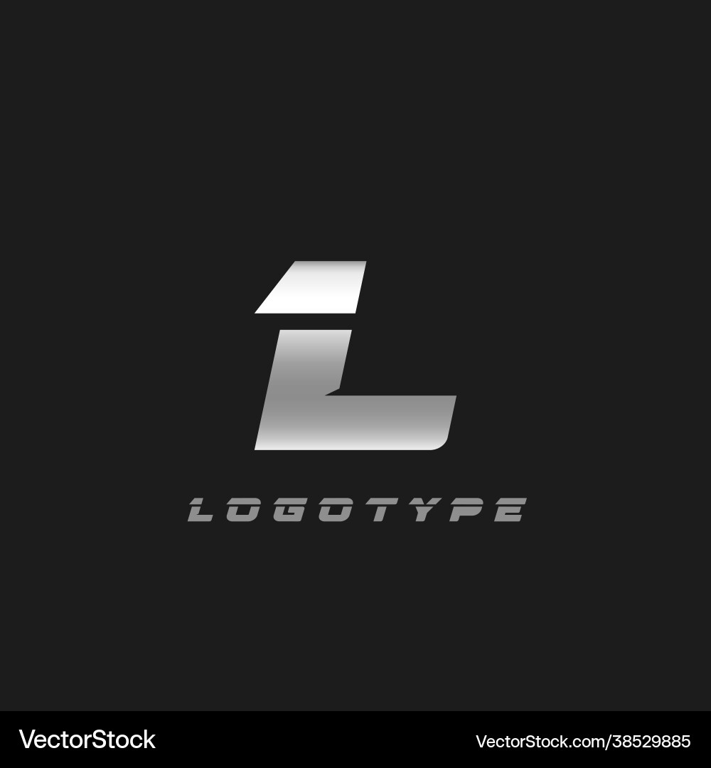 Blade silver letter l bold italic cropped Vector Image