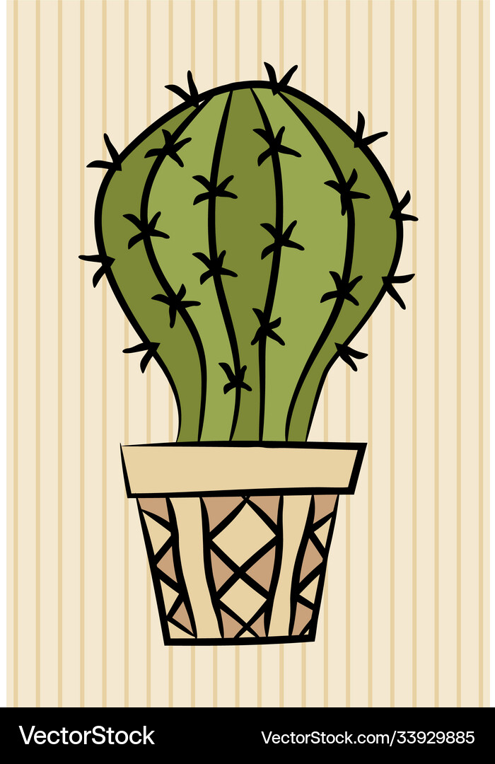Cartoon cactus in flower pot Royalty Free Vector Image