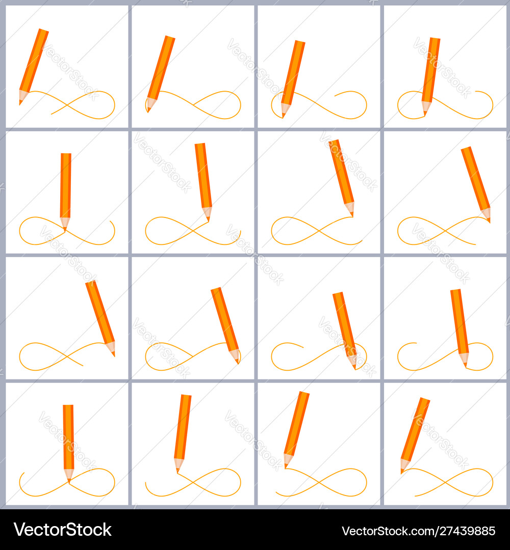 Color pencil drawing infinity symbol sprite sheet Vector Image