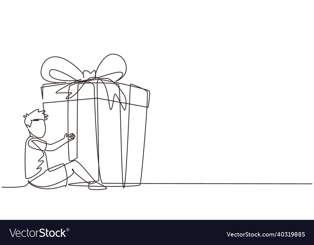 Continuous one line drawing happy little boy Vector Image