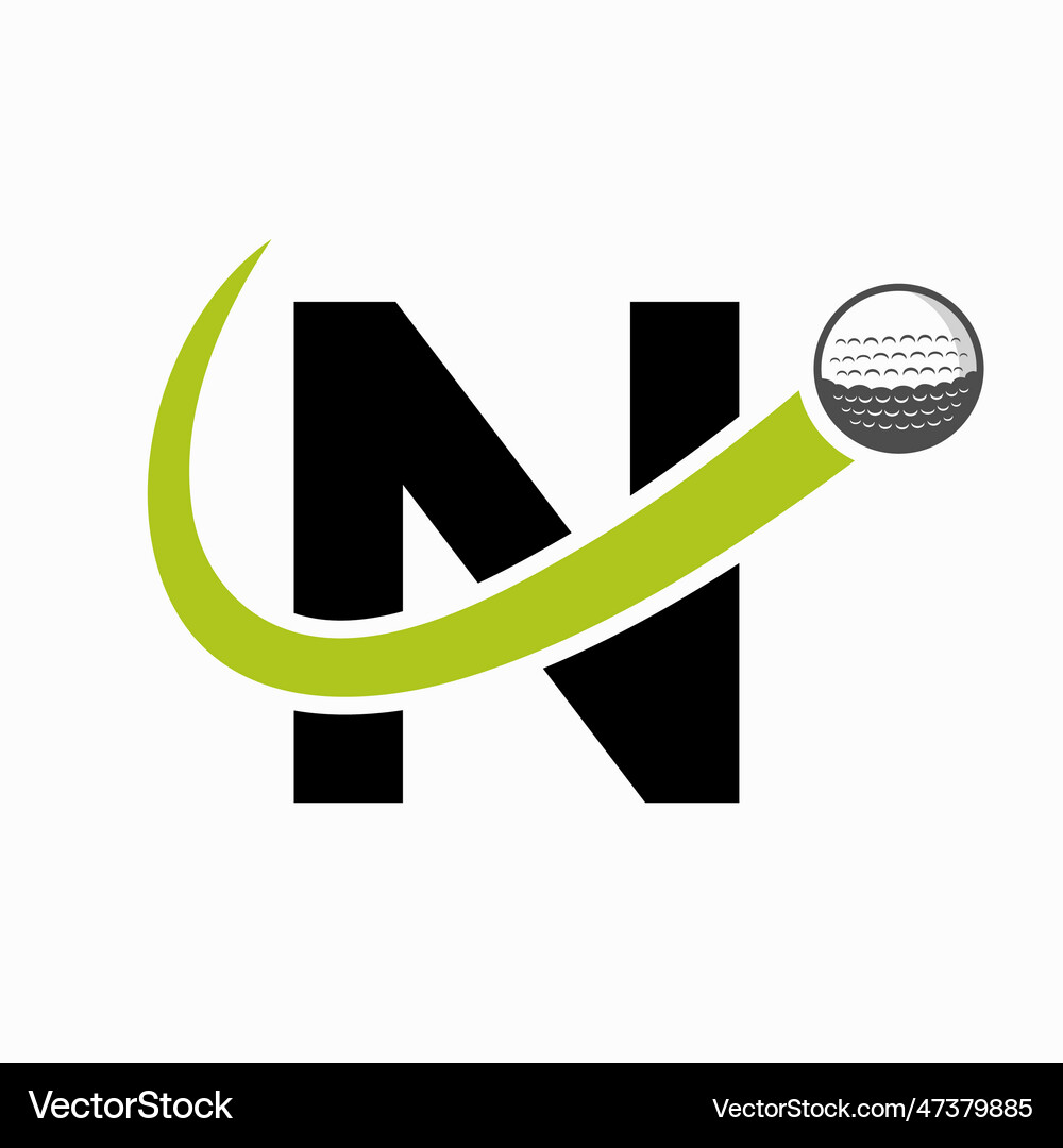 Initial letter n golf logo design hockey Vector Image