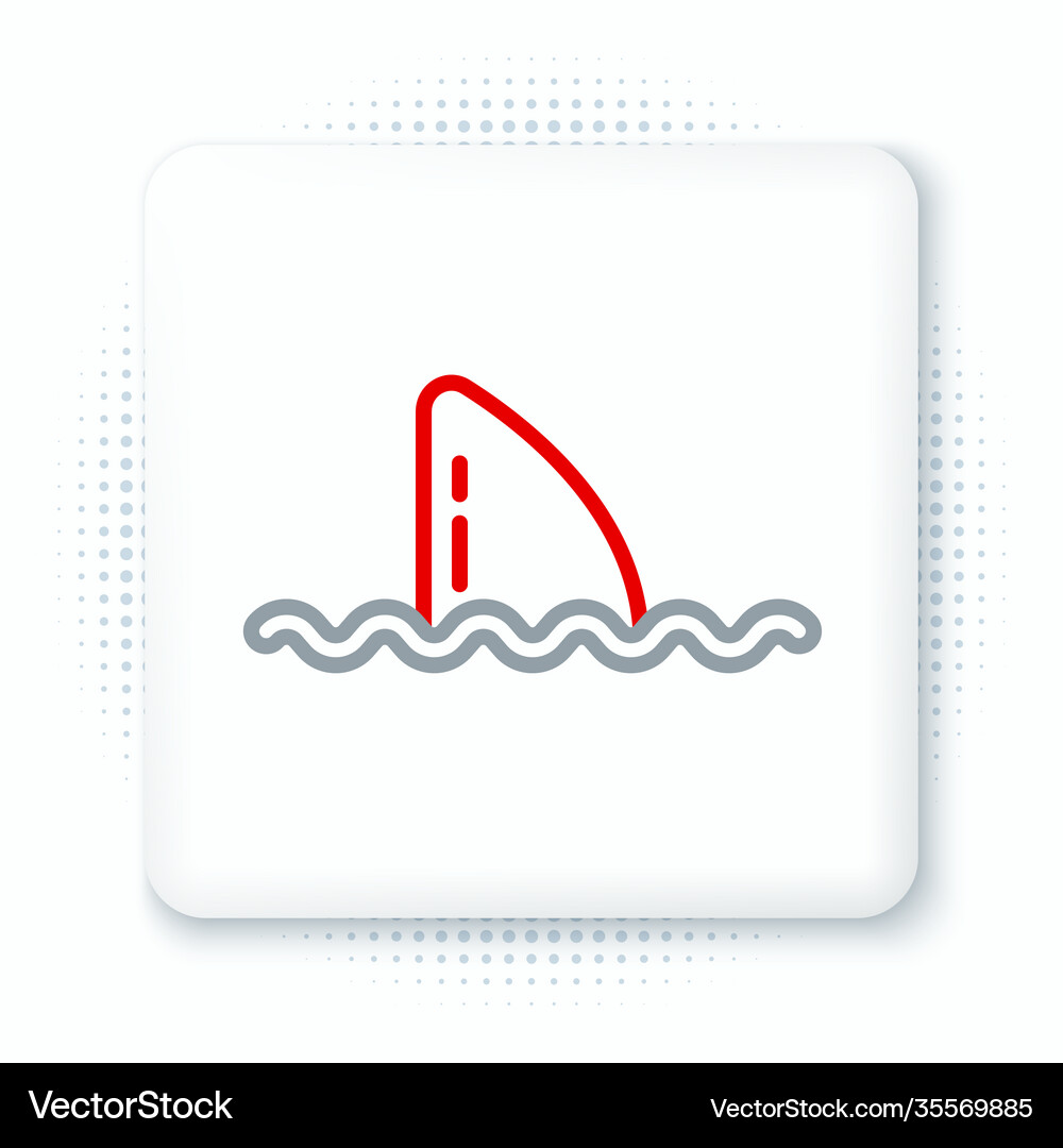 Line shark fin in ocean wave icon isolated Vector Image