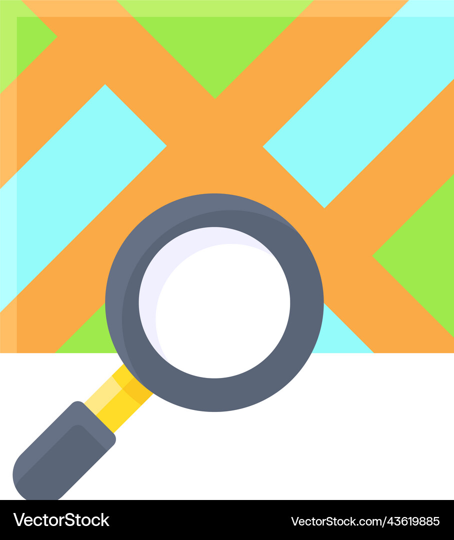 Magnifying glass and map icon location Royalty Free Vector