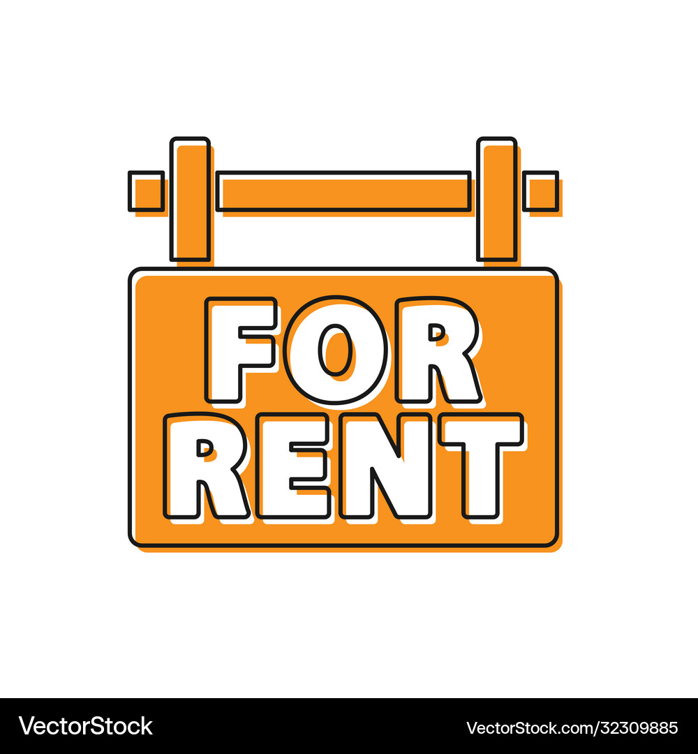 Orange hanging sign with text for rent icon Vector Image