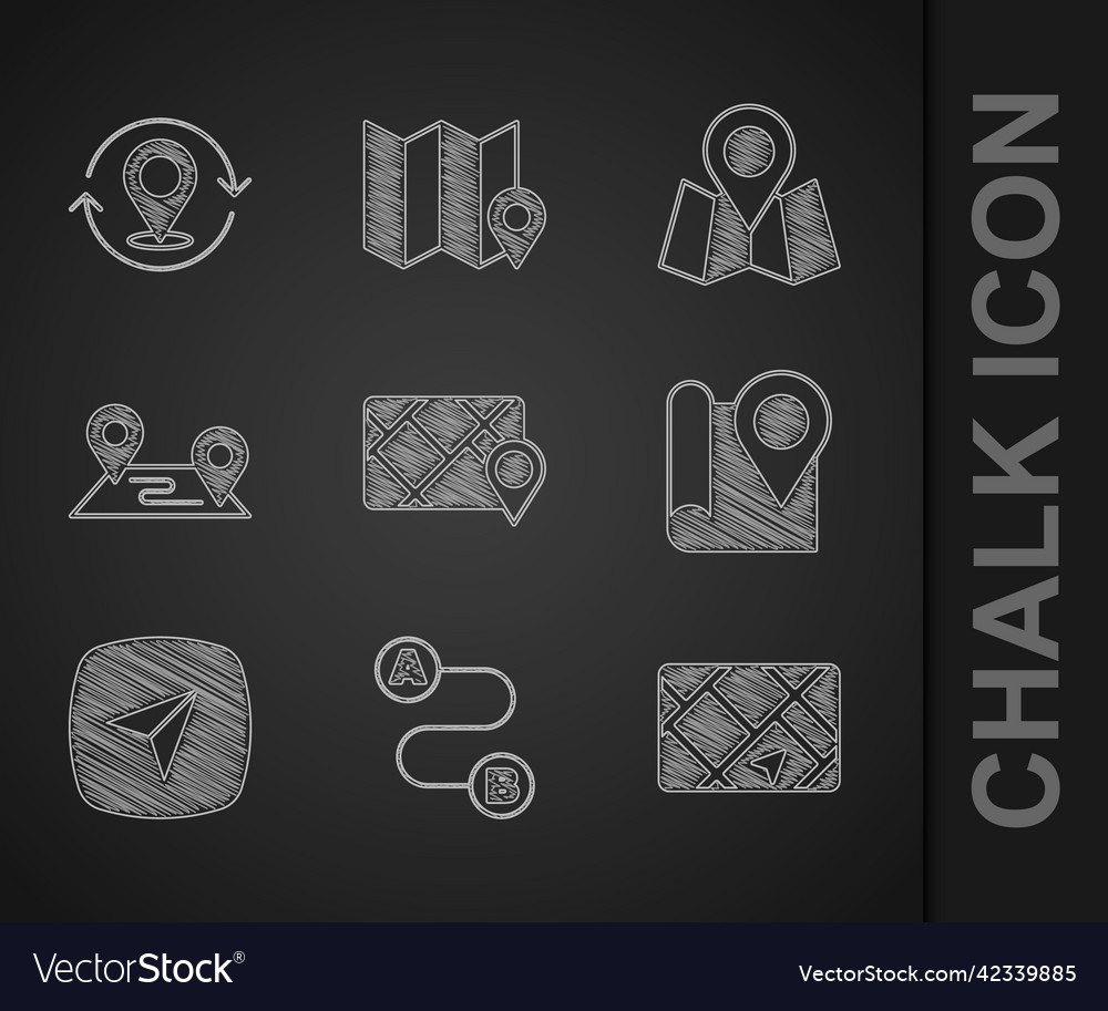 Set gps device with map route location folded Vector Image Set gps device with map route location folded Vector Image