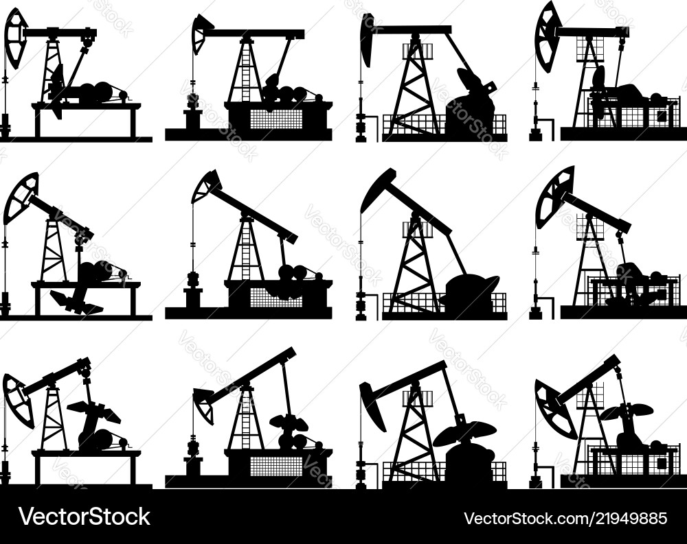 Silhouettes units for oil pump Royalty Free Vector Image
