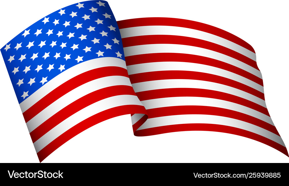 Usa realistic wavy flag on white isolated Vector Image