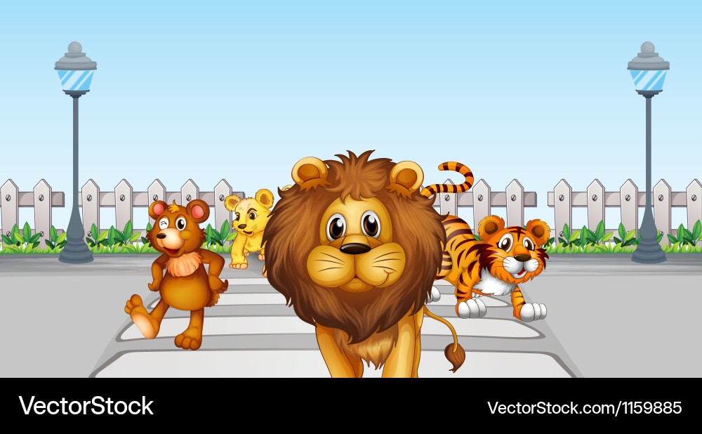 Wild animals in the road Royalty Free Vector Image