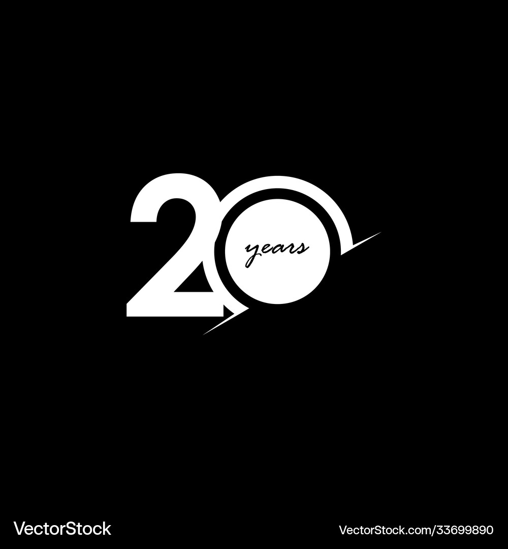 20 years anniversary celebration number white Vector Image