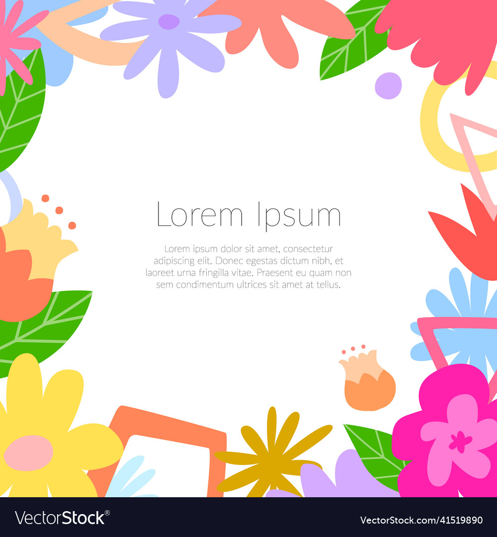 Abstract floral frame with text template Vector Image