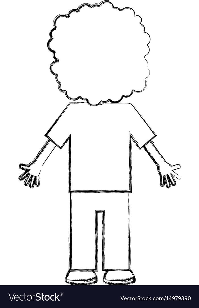 Back curly haired boy character Royalty Free Vector Image Back curly haired boy character Royalty Free Vector Image