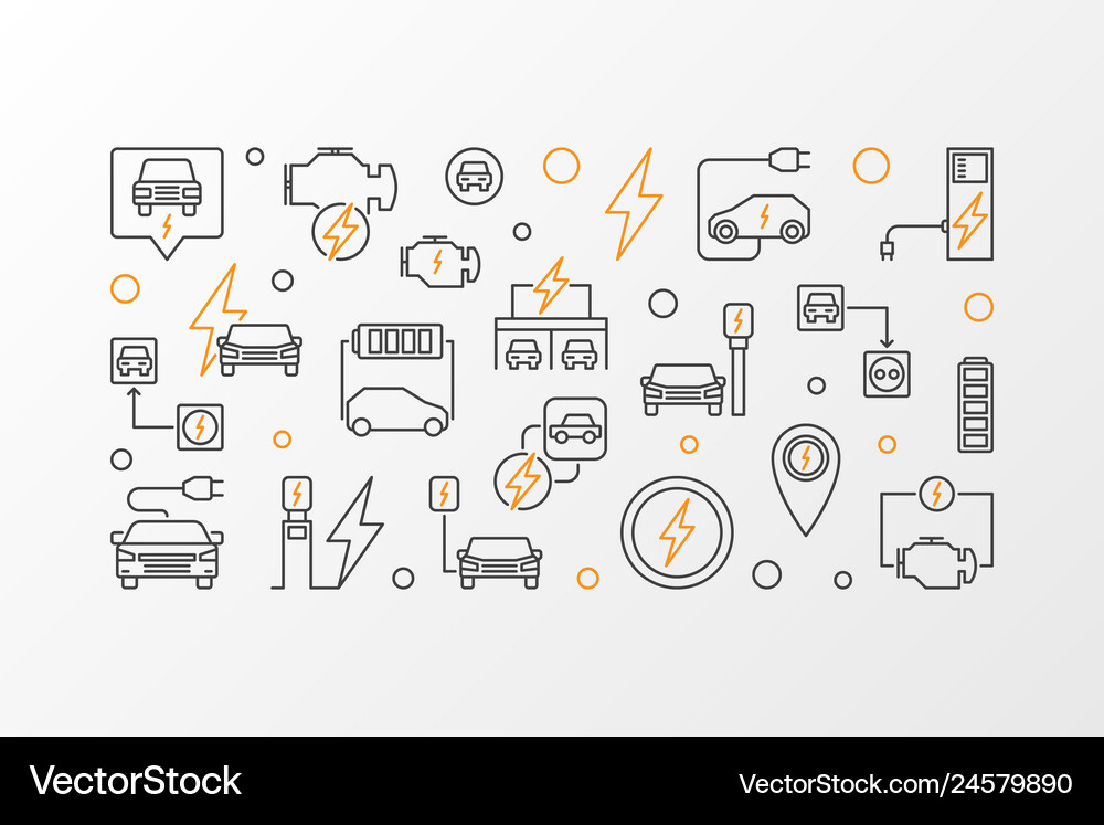 Battery electric vehicle outline horizontal Vector Image
