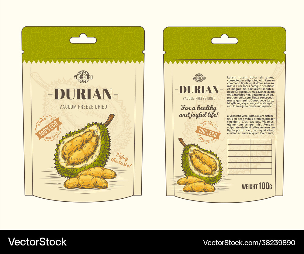 In design packing for durian fruit template moc up