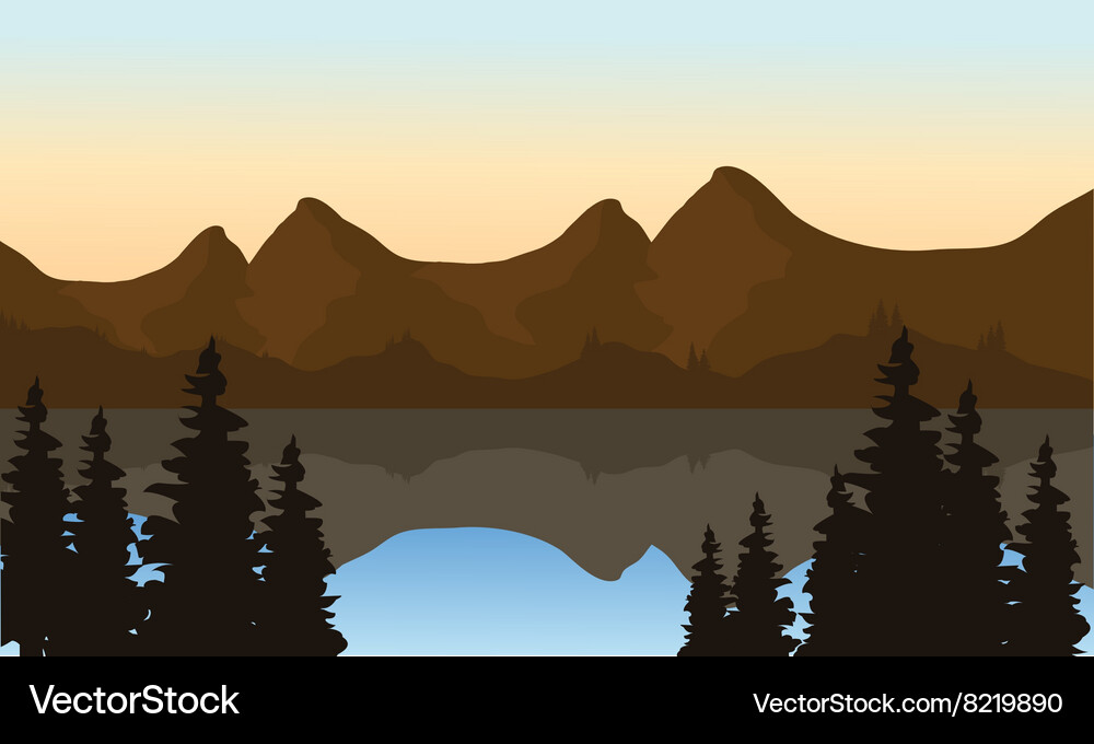Landscape mountain on the lake Royalty Free Vector Image