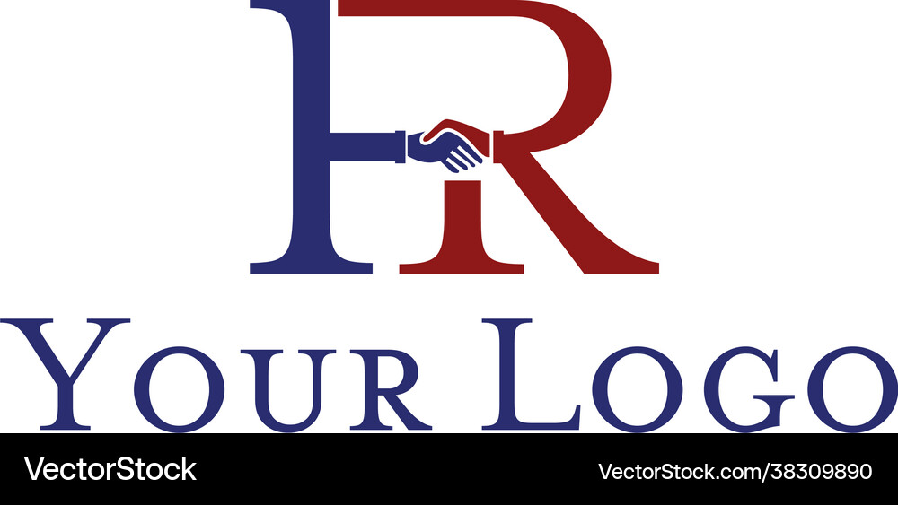 Letter f and r with shake hands Royalty Free Vector Image
