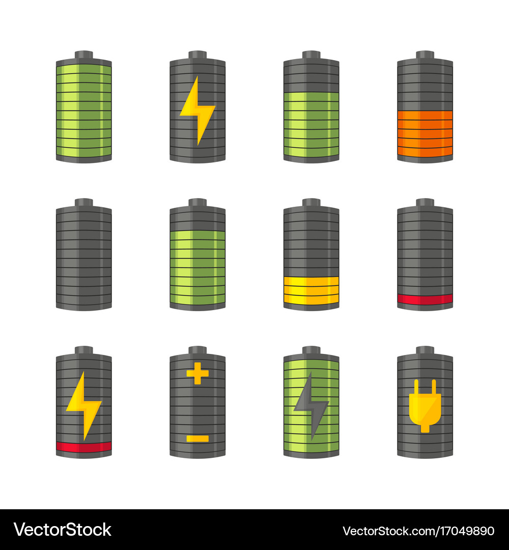 Phone or smartphone battery icons with various Vector Image