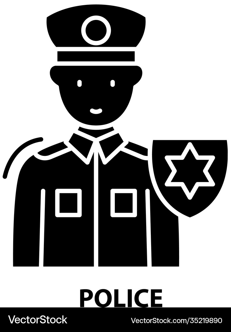 Police icon black sign with editable Royalty Free Vector