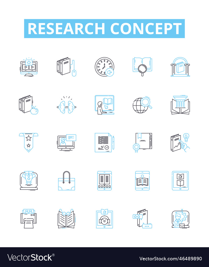 Research concept line icons set analysis Vector Image