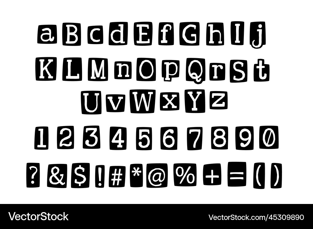 Retro criminal anonymous maniac alphabet letters Vector Image