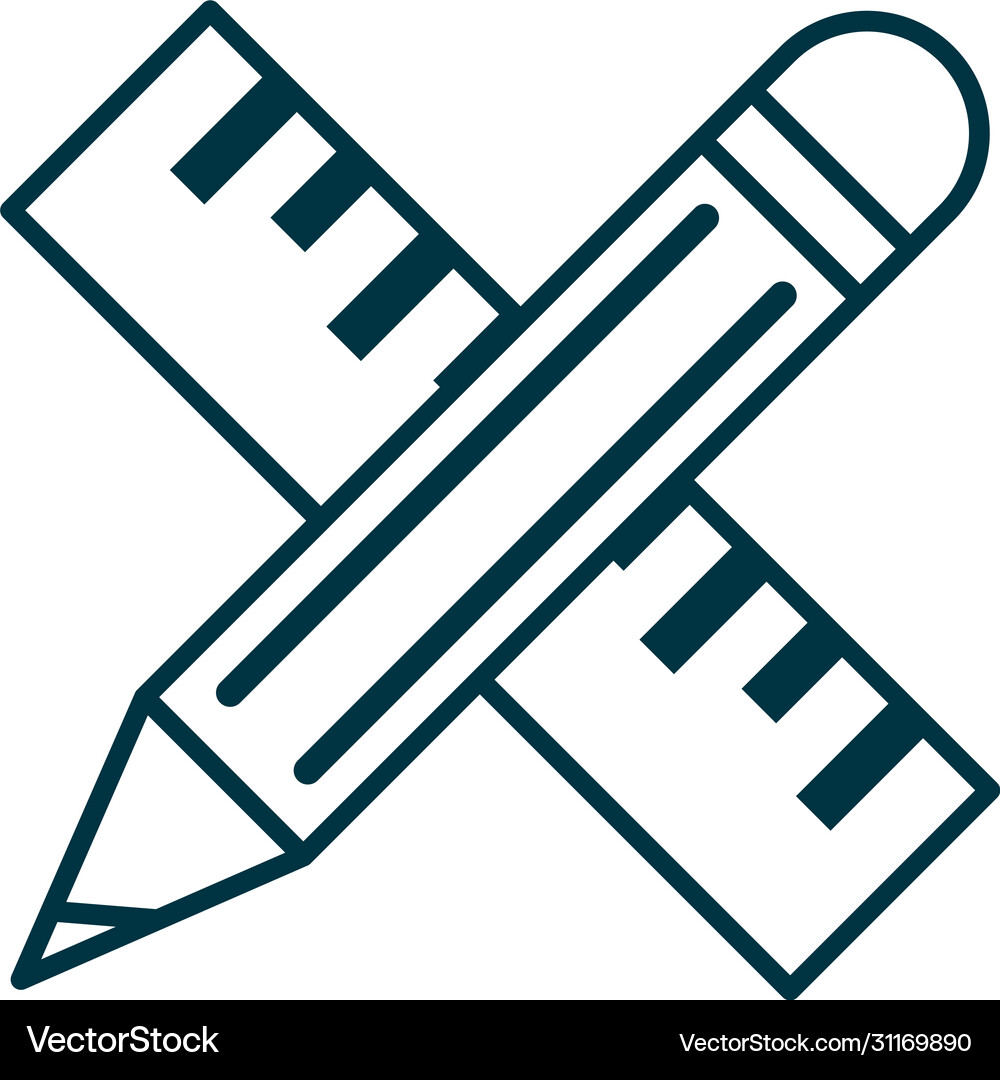 Ruler and pencil line style icon design Royalty Free Vector