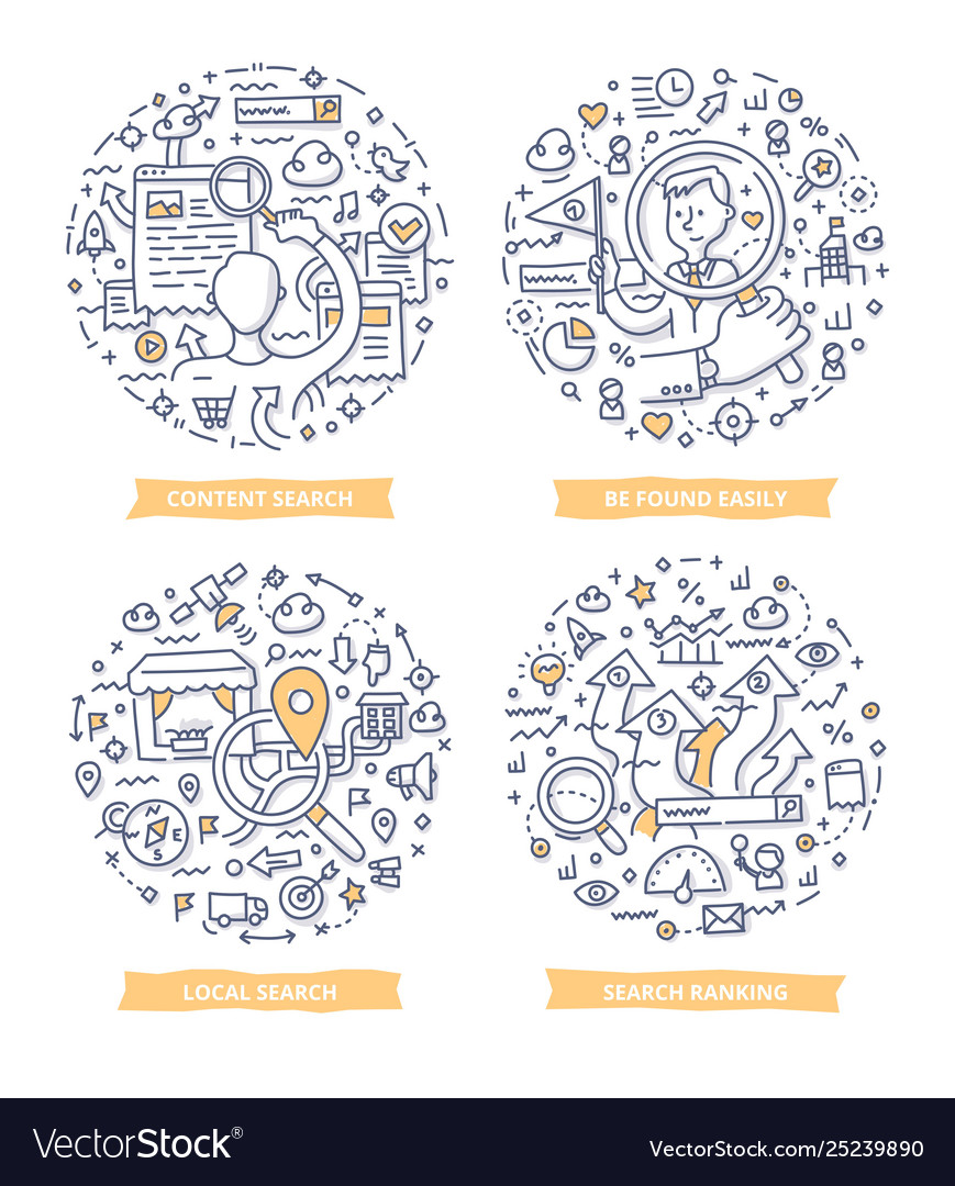 Searching concepts doodle Royalty Free Vector Image