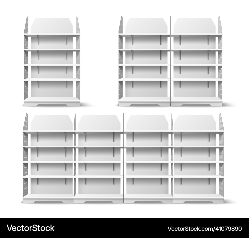 Store shelves realistic modular merchandising Vector Image