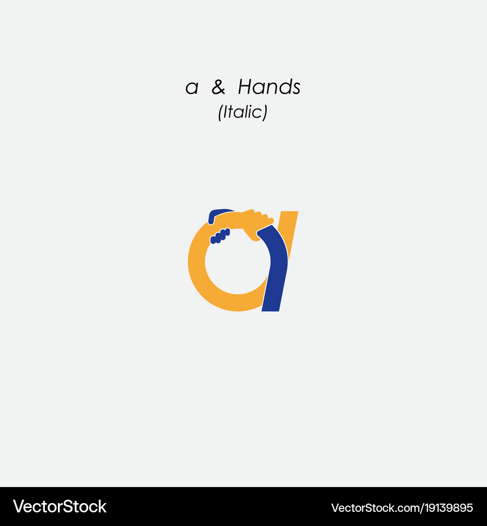 A - letter abstract icon amp hands logo design Vector Image