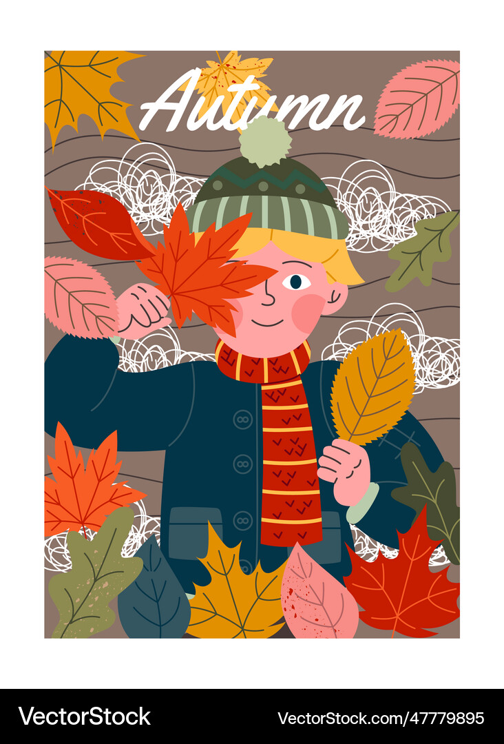 Autumn poster with leaves Royalty Free Vector Image