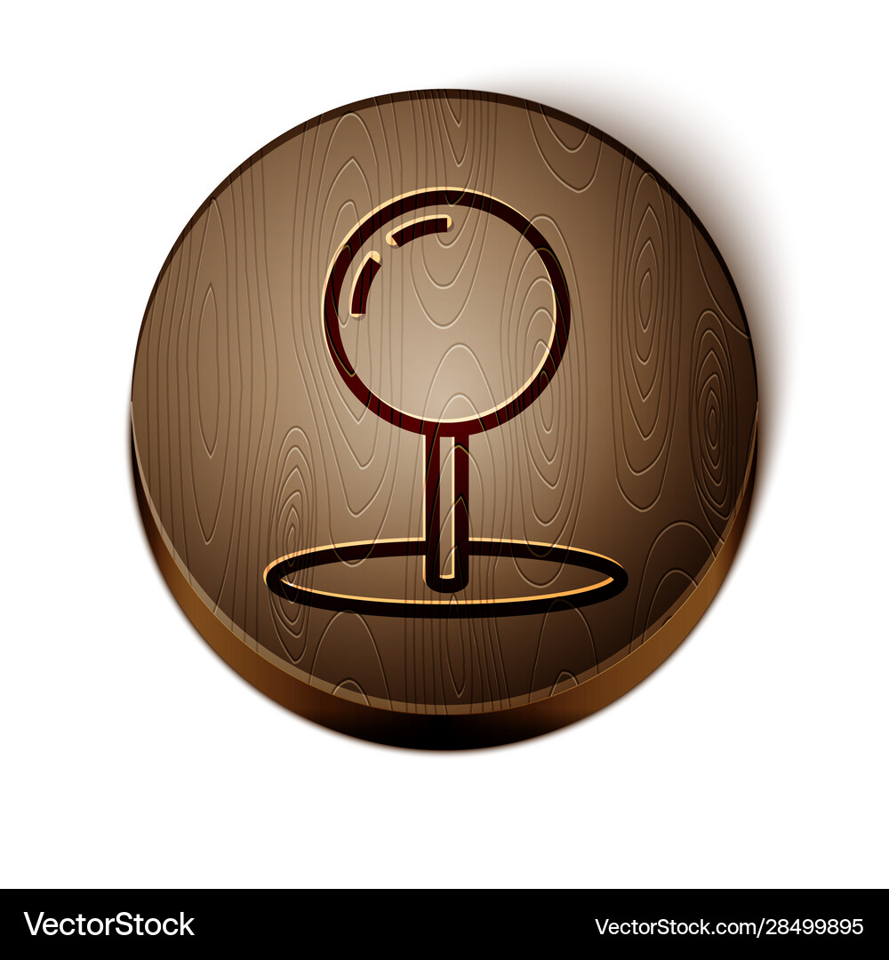 Brown line push pin icon isolated on white Vector Image