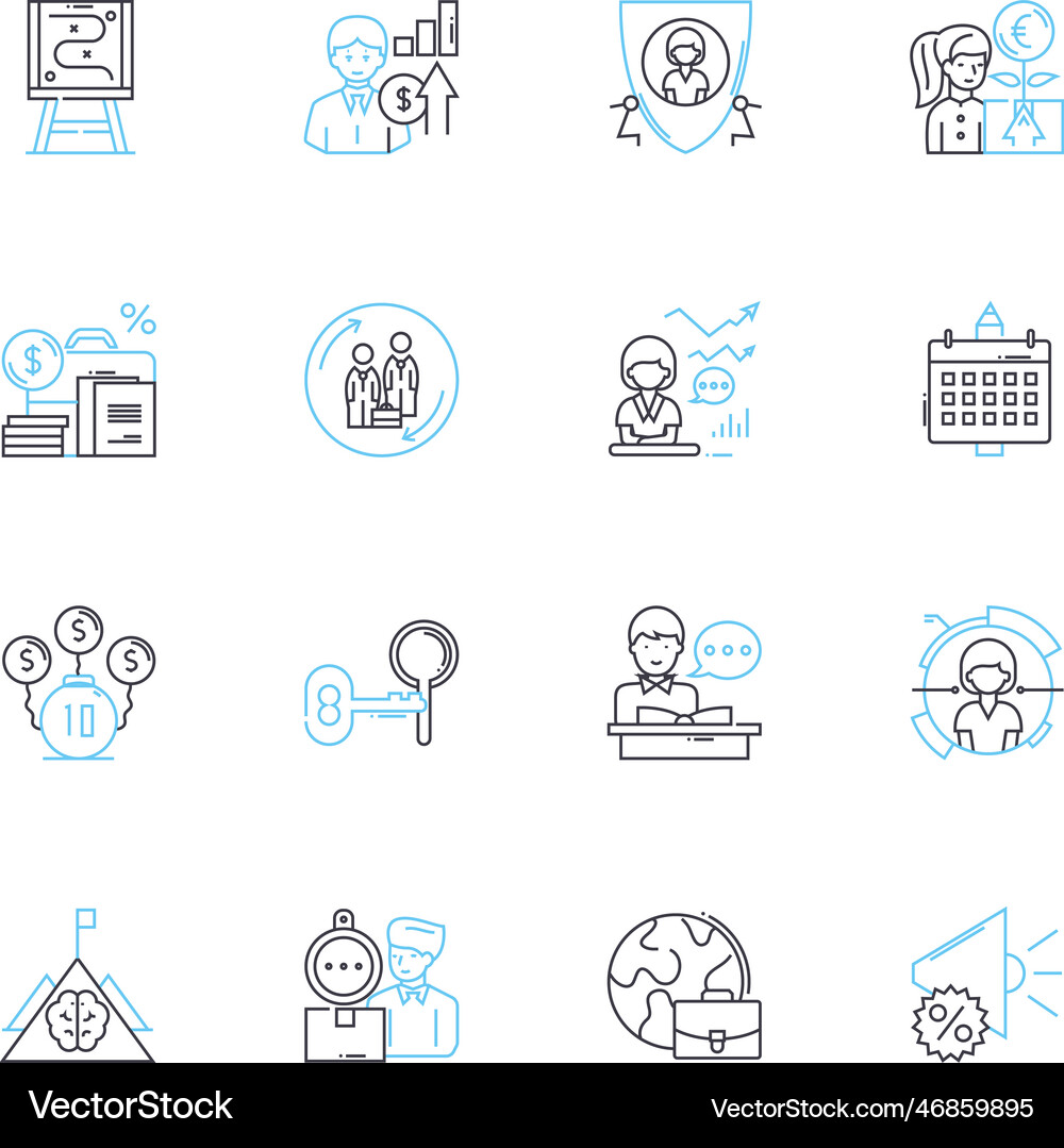 Budget tracking linear icons set finance expense Vector Image