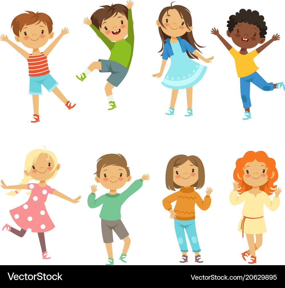 Childrens playing funny characters isolate Vector Image