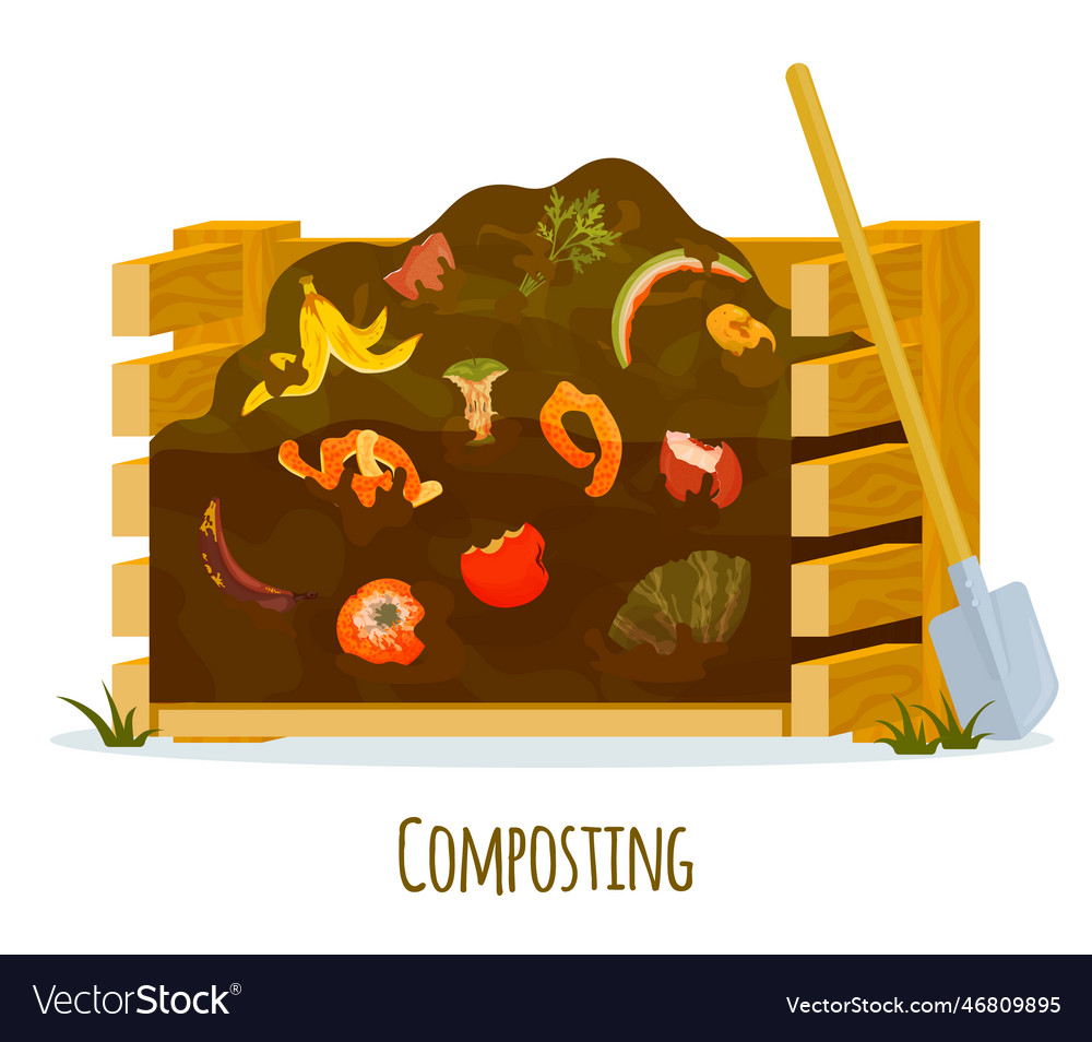 Compost composting flat composition Royalty Free Vector