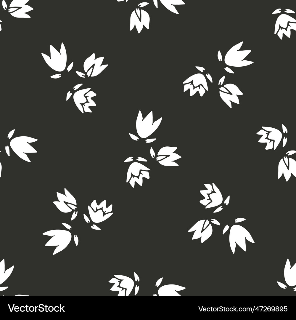 Ditsy monochrome seamless pattern with white Vector Image