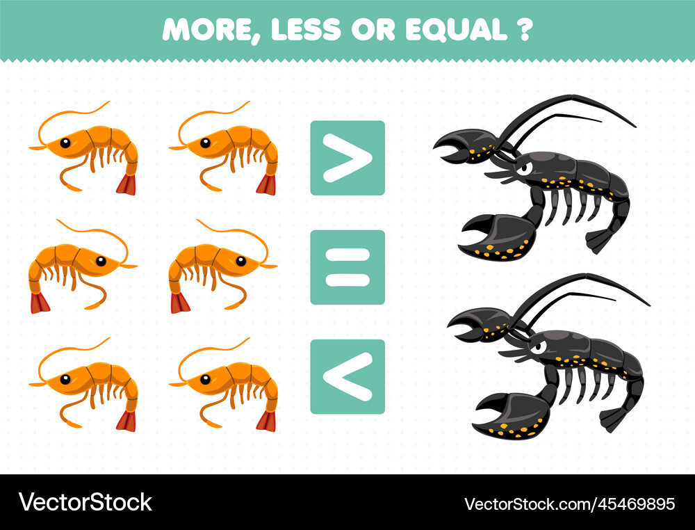 Education game for children more less or equal Vector Image