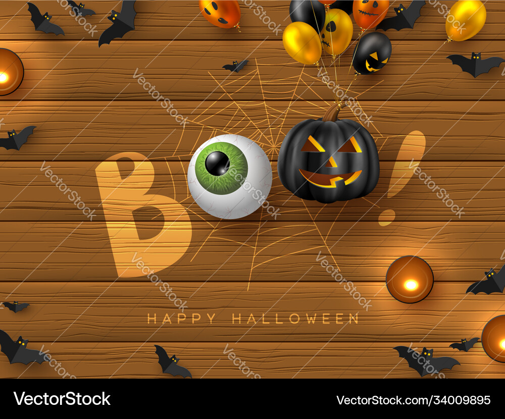 Happy halloween banner with text boo Royalty Free Vector