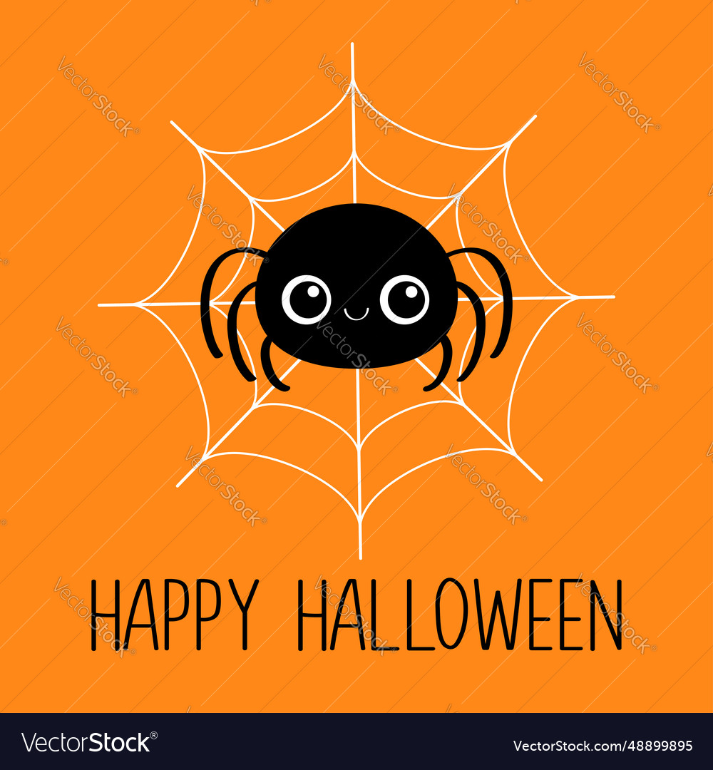 Happy halloween black spider sitting on the web Vector Image