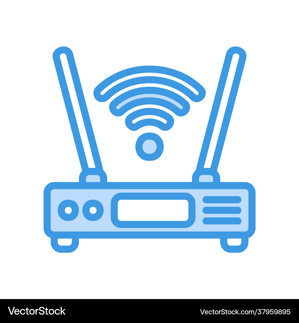 Router icon in blue style about multimedia for Vector Image