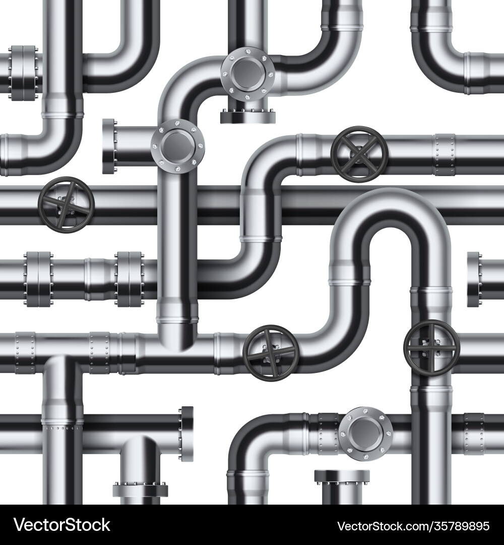 Seamless pipeline pattern realistic water and gas Vector Image