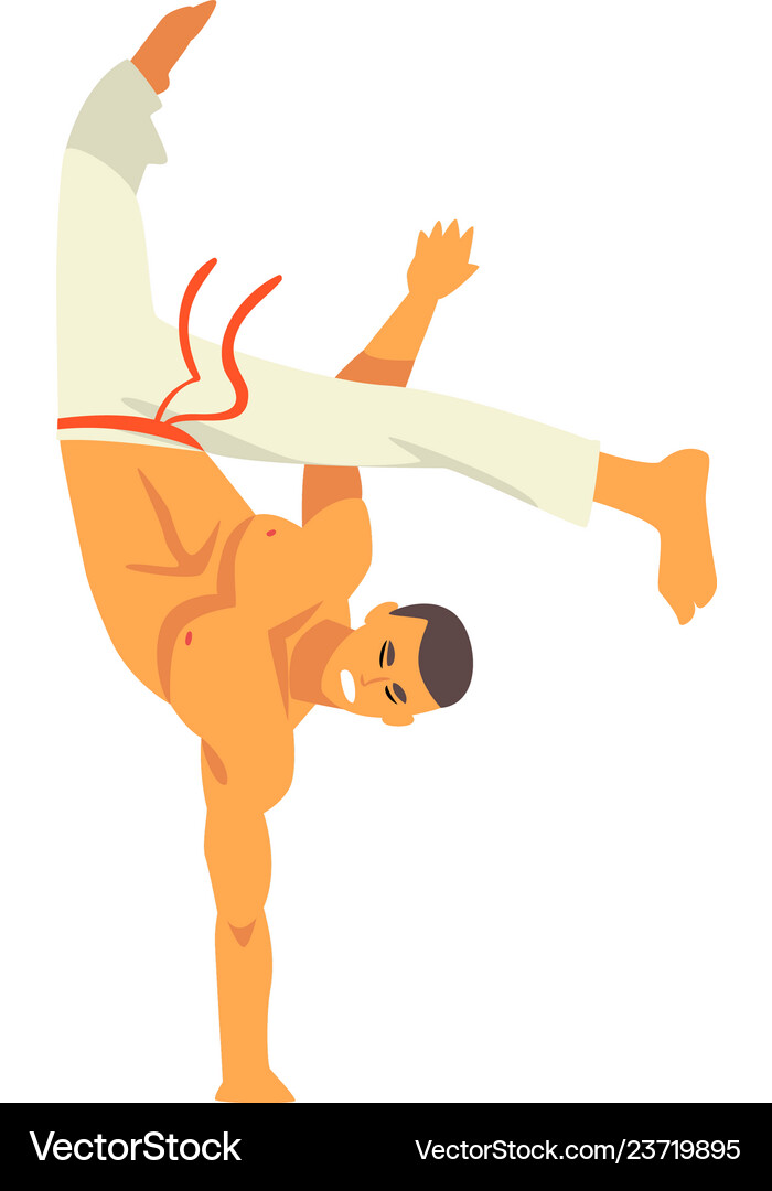 Smiling man standing on one hand capoeira dancer Vector Image