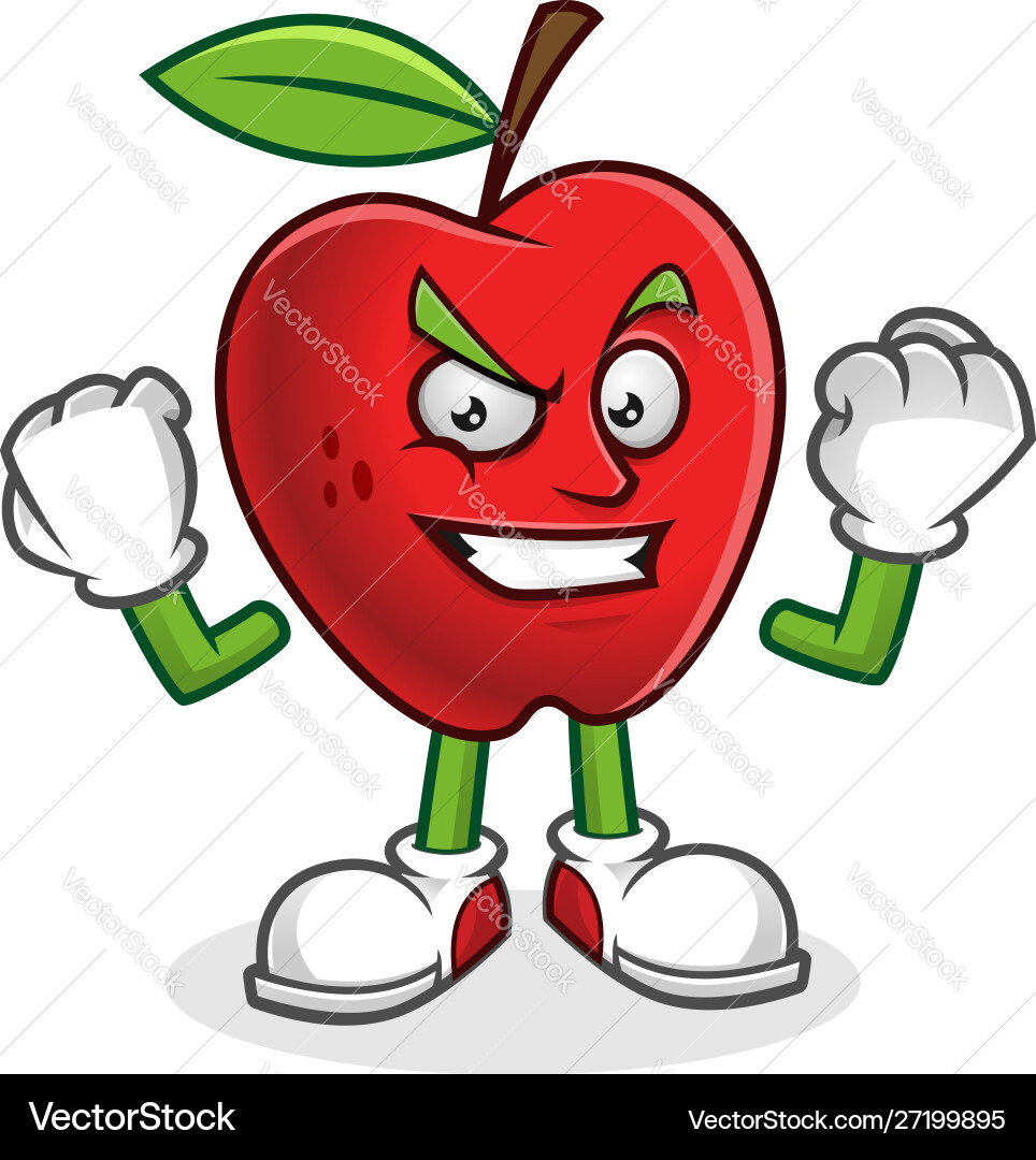 Strong and confident apple mascot apple Royalty Free Vector