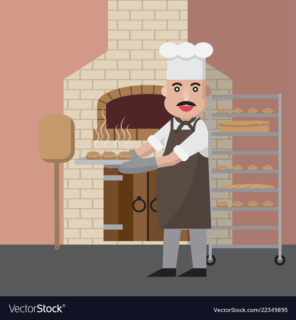 Uncle chef bake bread Royalty Free Vector Image