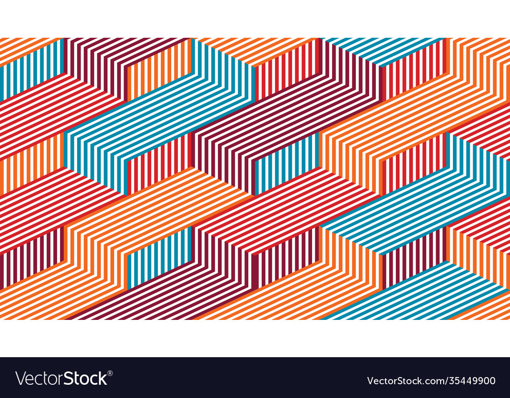 3d Dimensional Lined Cubes Seamless Pattern Vector Image