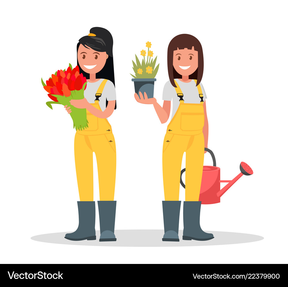 A couple gardeners Royalty Free Vector Image - VectorStock