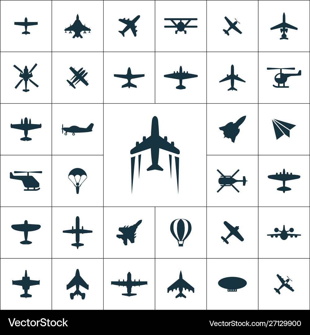 Aviation icons universal set for web and ui Vector Image