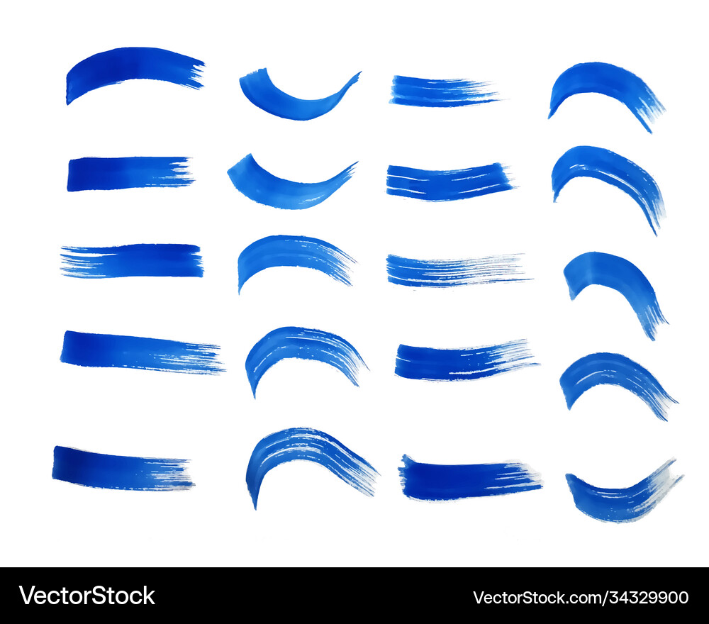 Blue hand painted watercolor textures set design Vector Image