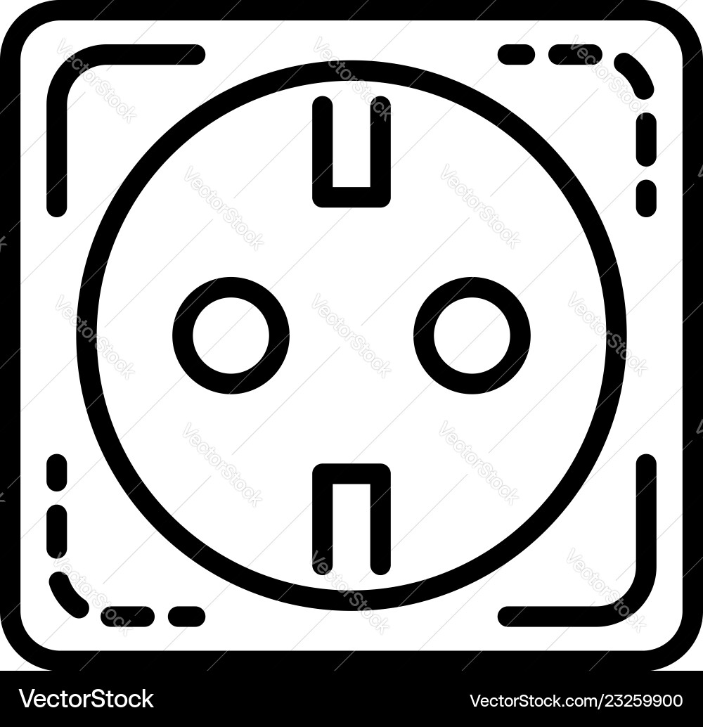 Euro electric socket icon outline style Royalty Free Vector