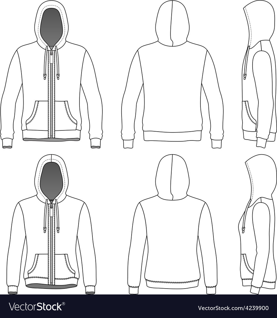 Front Back And Side Views Of Blank Hoodie With Vector Image