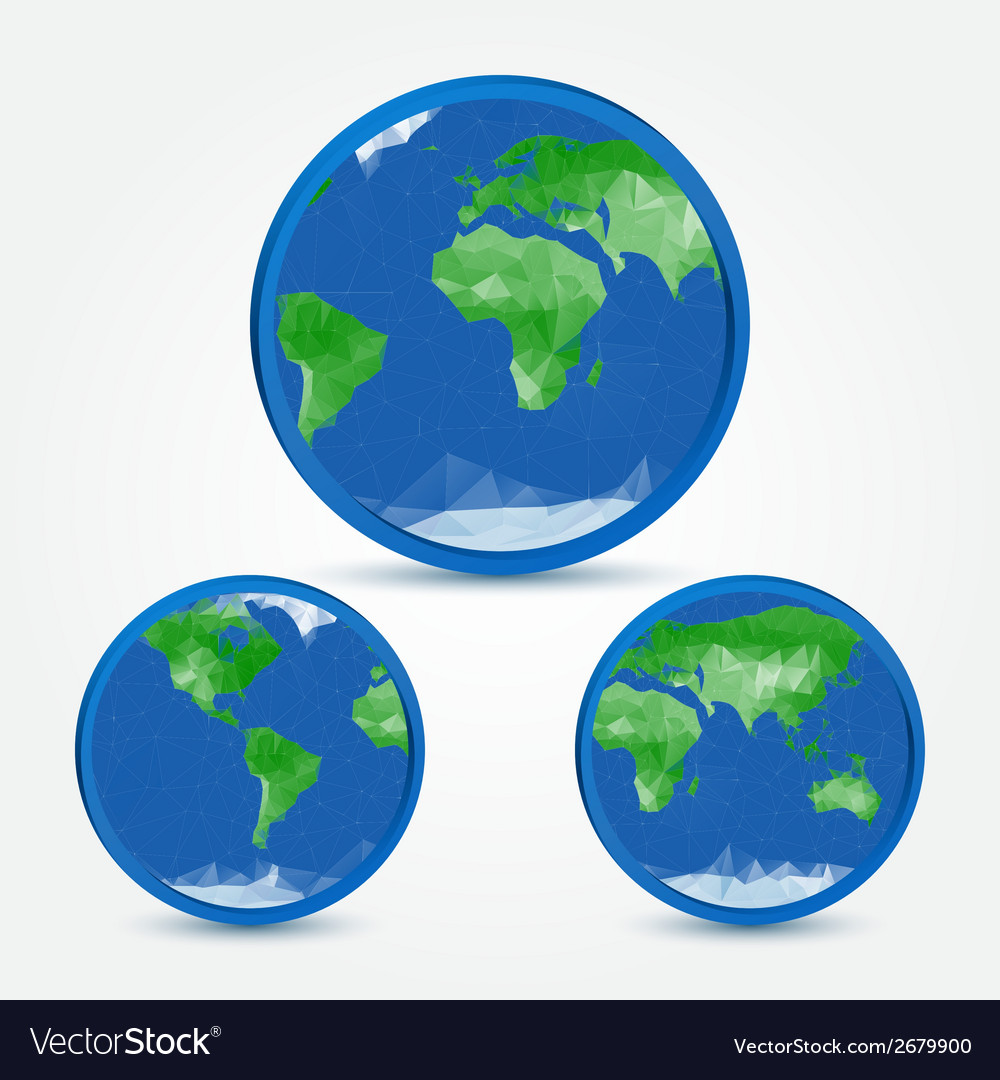 Globe earth abstract icons in polygonal style Vector Image