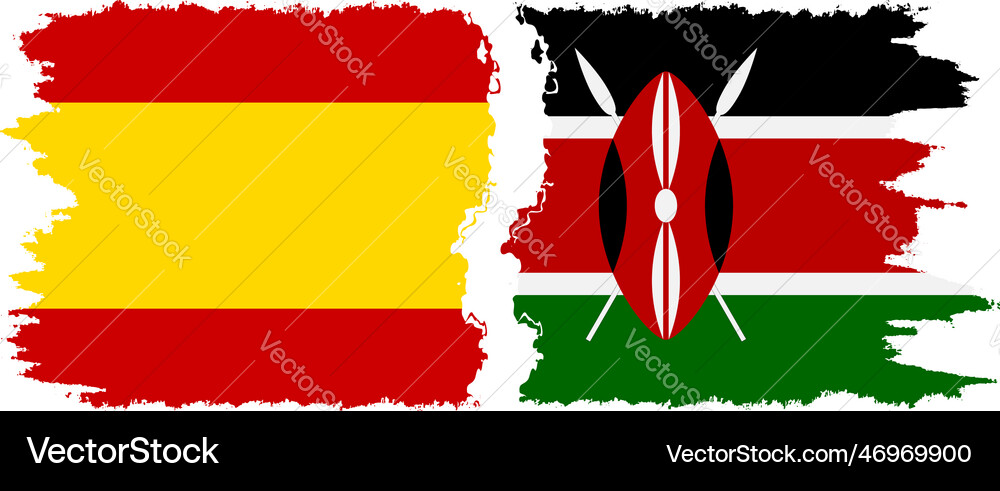 Kenya and spain grunge flags connection Royalty Free Vector