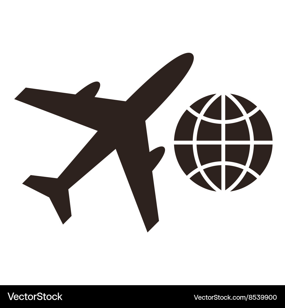 Plane and globe icons Royalty Free Vector Image